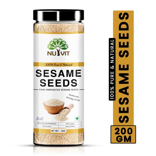 Nutvit Organic White Sesame Seeds, Raw SafedTil Seeds for Eating Fresh ...