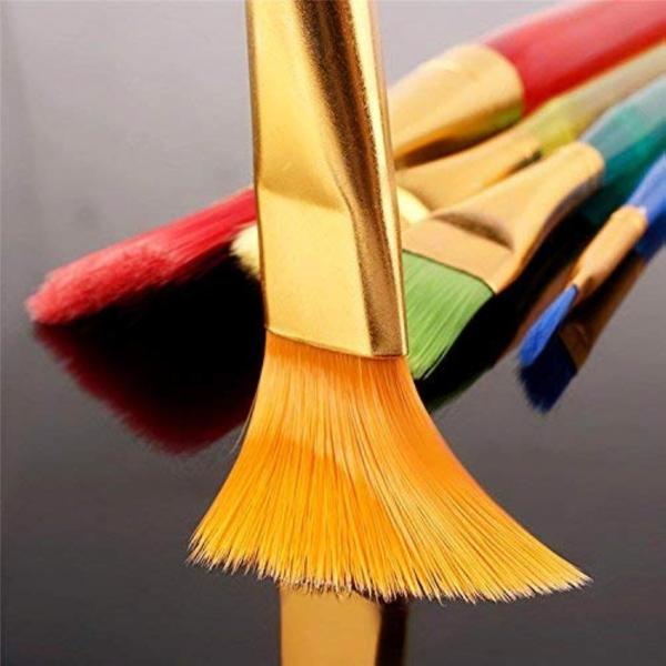 FRKB Art Set of 5 Different Sizes Synthetic Flat Paint Brush for ...