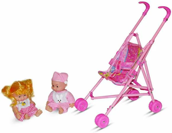 Sanjary Multicolor Plastic Baby Doll Collection (Stroller With Babies ...