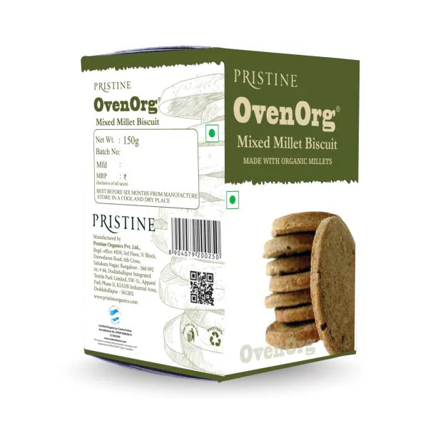 PRISTINE OvenOrg Organic Mixed Millet Biscuits Regular, 150 g (Pack of ...