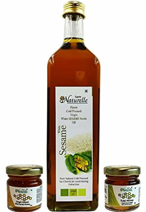 Farm Naturelle Virgin Cold Pressed White Sesame Seed Cooking Oil 1Ltr ...