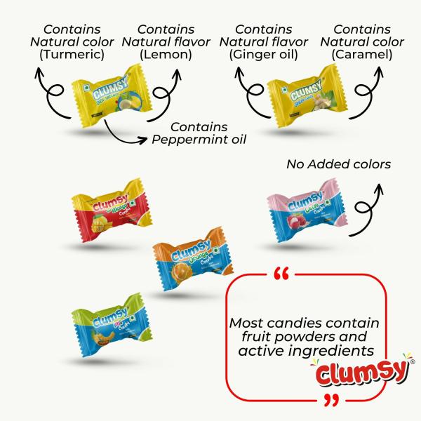 Clumsy Candy - Combo Pack of 20 jars - Ginger flavor, 170 candies per ...