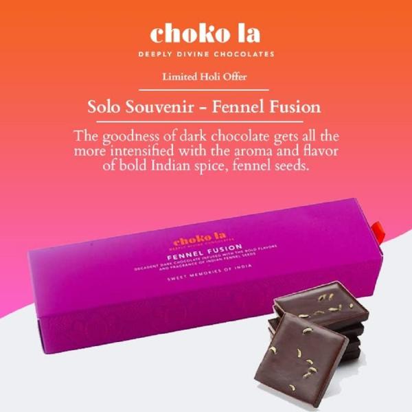 Chokola Solo Souvenir Fennel Fusion | 100% Couverture Chocolate ...