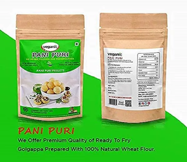 Veganic Gol Gappa Pani Puri Kit Ready To Fry - 400g (Wheat Gol Gappe ...