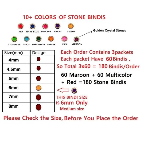 Vama Fashions Golden Diamond Red Maroon Multicolor Stone Bindi Sticker ...