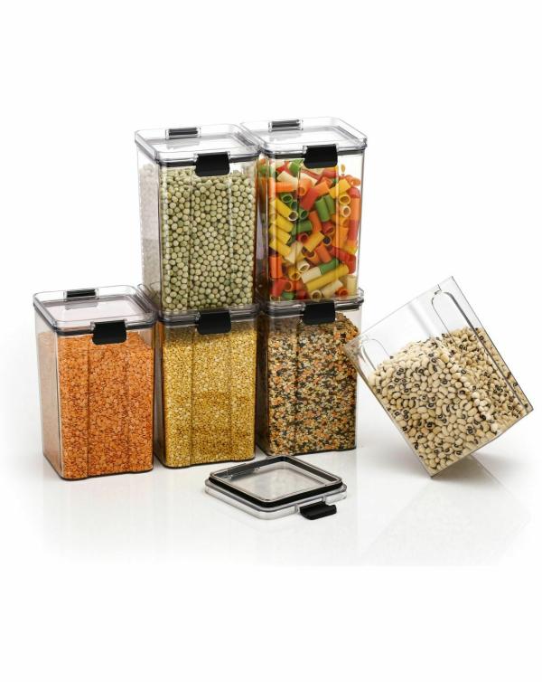 Welldone Black Plastic Grocery Container - 1400 Ml (Pack Of 6) - JioMart