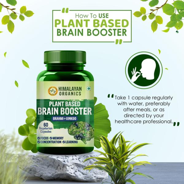 Himalayan Organics Plant Based Brain Booster Supplement with Ginkgo ...