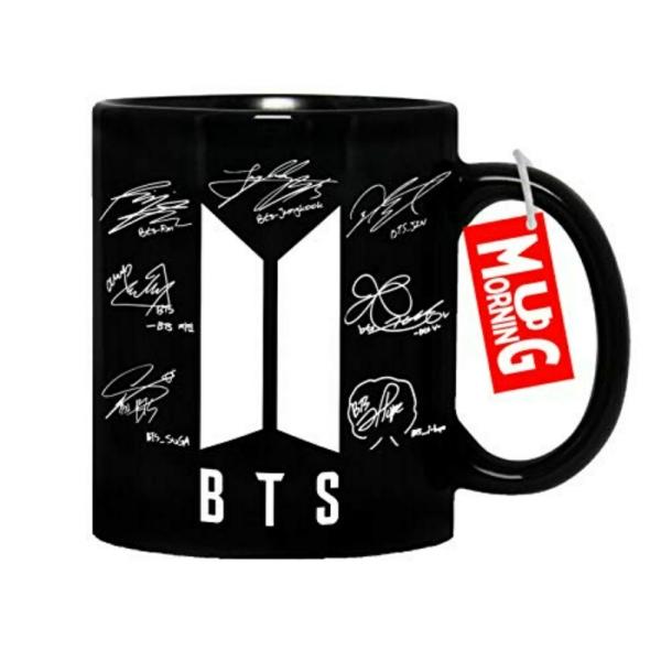 Mug Morning Ceramic BTS Merch Merchandise White Signature and Logo on ...