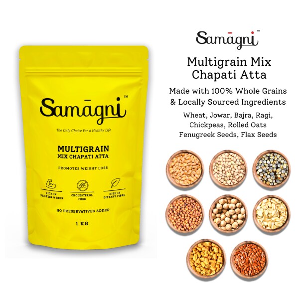 Samagni Multigrain Mix Chapati Atta 1 kg | High in Dietary Fibre ...
