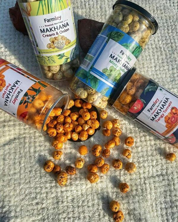 Farmley Cream & Onion Roasted & Flavored Makhana Jar 180 g (Pack of 2 ...