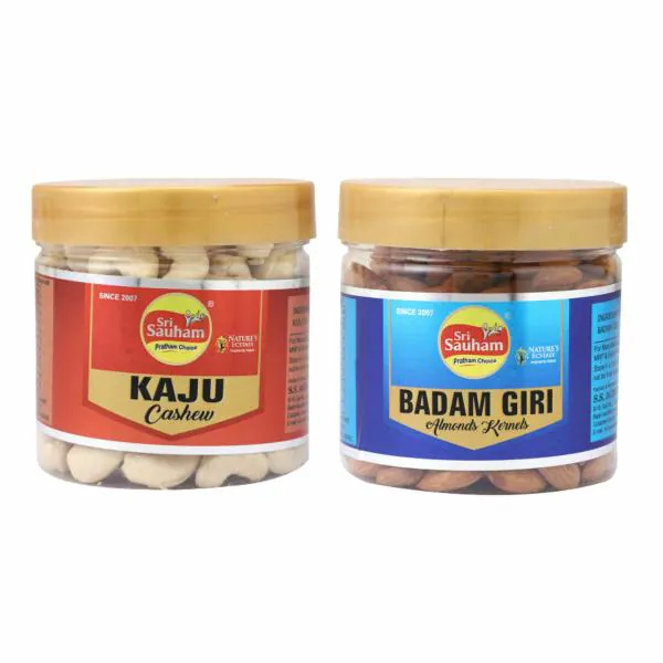 SRI SAUHAM Combo Pack Cashew Nuts Kaju & Badam almond ( 200 Gm Cashew ...