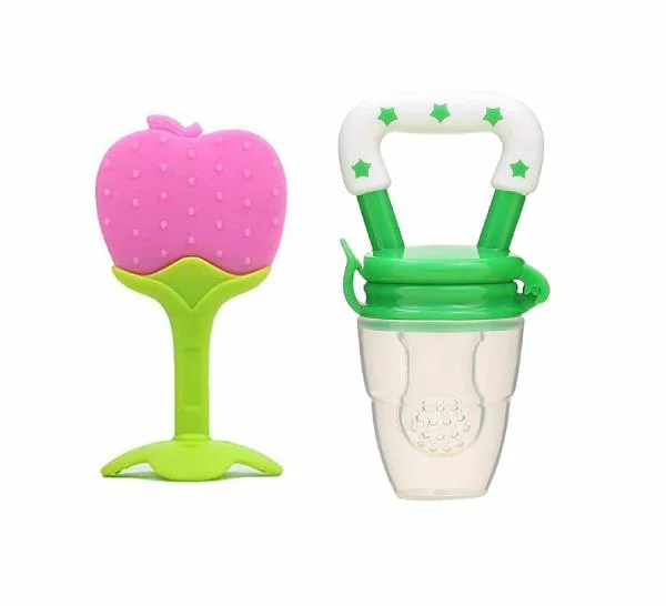 Enorme Silicone Apple Fruit Shape Teether with Baby Feeding Nibbler ...