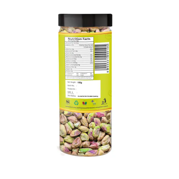 YUM YUM Premium Unsalted Pistachios Kernels Dry Fruits without Shell 150 g Jar - JioMart