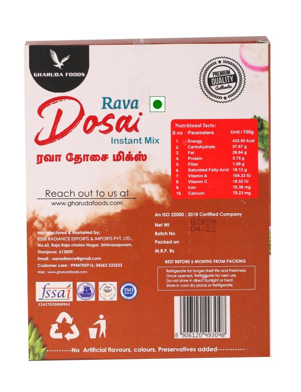 Crispy Instant Rava Dosa Mix 200 Grams with No Added Colors and ...