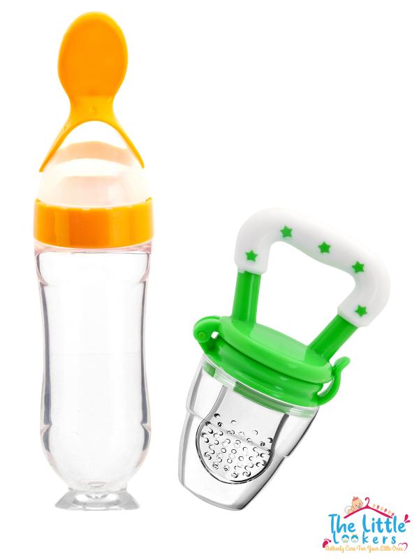 THE LITTLE LOOKERS Squeezy Feeder, Yellow & Pacifier/Nibbler for Kids ...