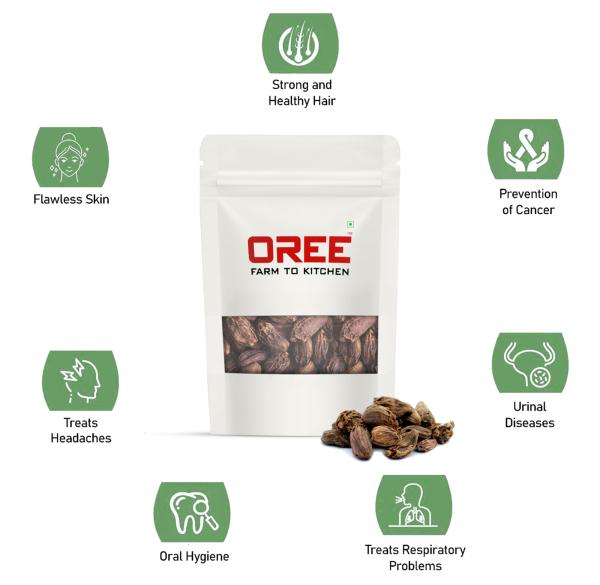 OREE Whole Black Cardamom | Badi Elaichi | Sabut Black Elaichi | Kali ...