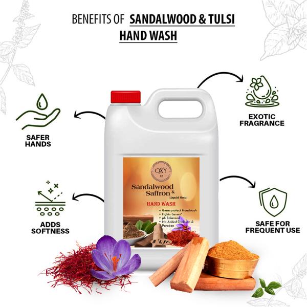 OXY12 Sandalwood & Saffron Hand Wash Anti-bacterial Disinfectant 5 LTR ...