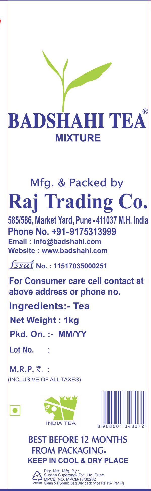 Badshah Tea Mixture Tea Powder Polypack, 1 kg (KADAK CHAI) - JioMart