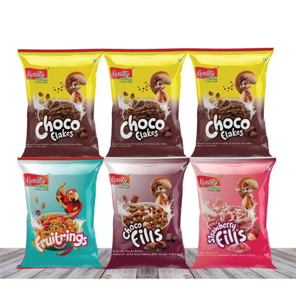 Kwality Combo Breakfast Cereals Pouch (6 x 20 g) Choco, Starwberry ...
