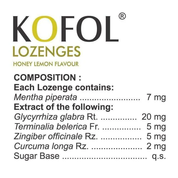 Charak Pharma Kofol Lozenges, Ayurvedic Cough Reliever, Honey Lemon ...
