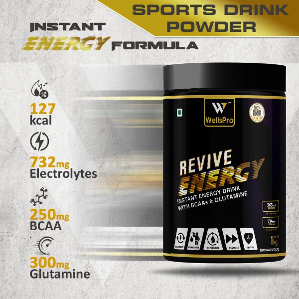 WellsPro Revive Energy Instant Energy Sports Drink Orange Powder 1kg ...
