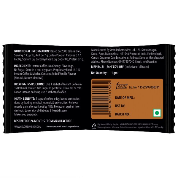 Colombian Brew Double Chocolate Mocha Instant Coffee Powder Sachets ...