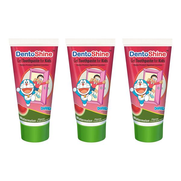 DentoShine Gel toothpaste for Kids Watermelon Doraemon, Pack of 3 (80 g ...