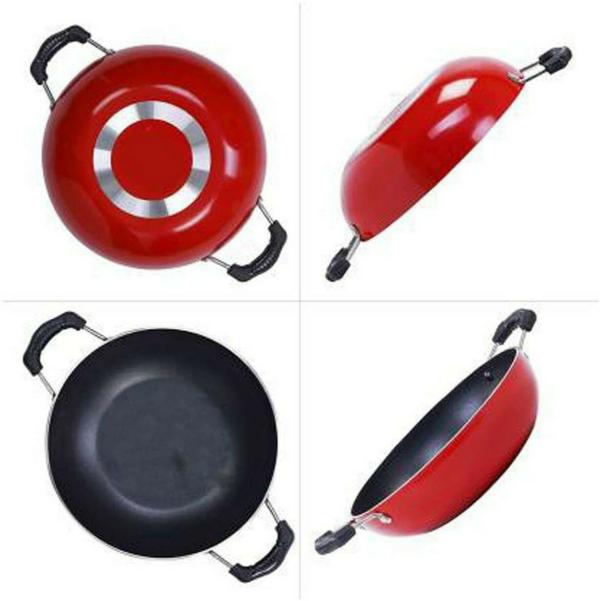 HM EVOTEKNon Stick 3 Layer Coating Kadai Kadhai Works Gas & Induction ...