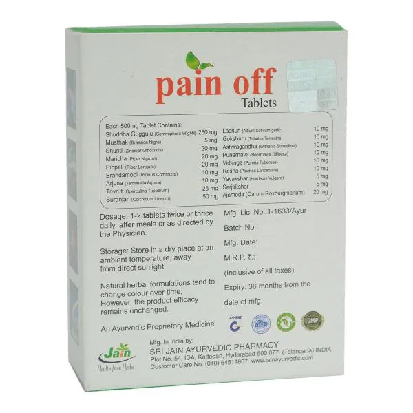 Jain Pain Off Tablets - 60 Tablets (Pack of 2) - JioMart