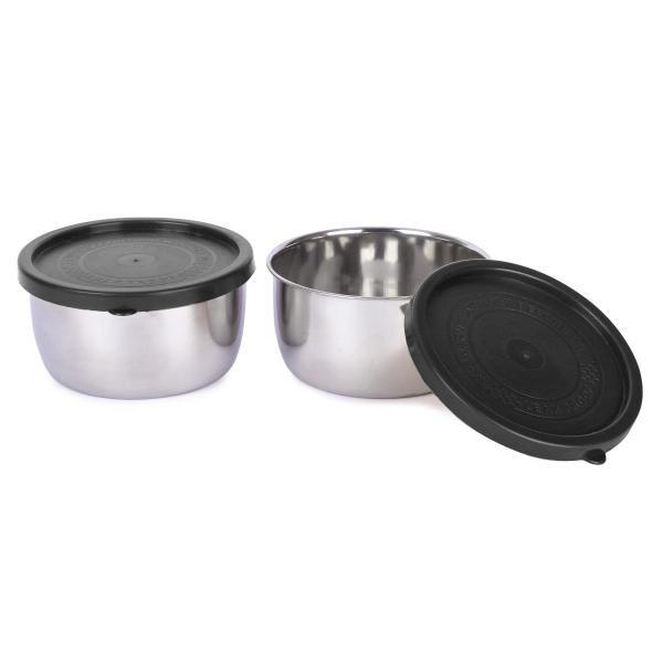Carrolite 2 Steel air tight Containers 300 Ml + Chapati Tray 500 Ml ...