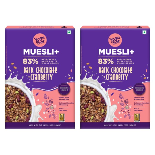 Yogabar Dark Chocolate Muesli with Cranberry 500g (Pack of 2) | Healthy ...