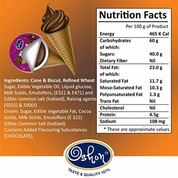 Oshon Fun Cones Chocolate Cream Filled Treat Cone 60 Pcs - JioMart