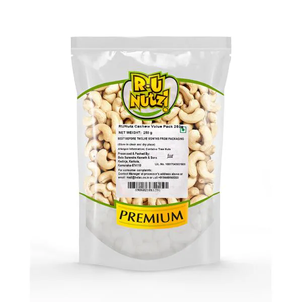 Runutz Cashew Nuts (Value Pack) 250 g - JioMart