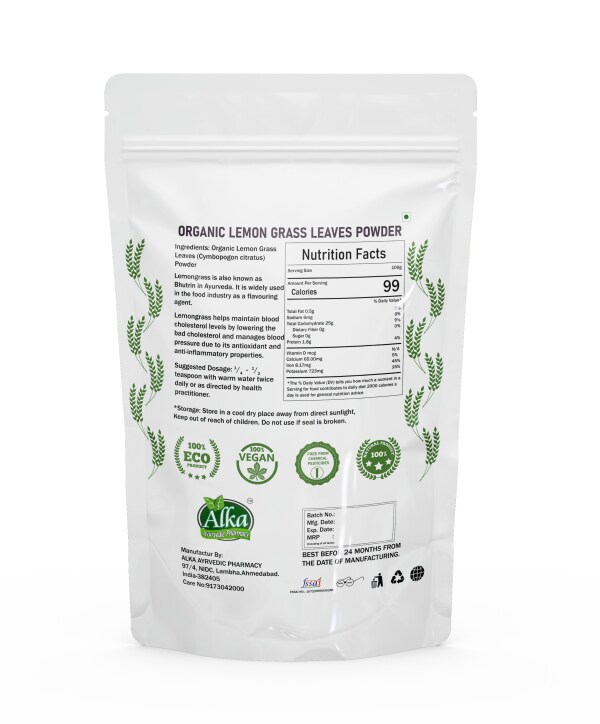 Alka Ayurvedic Pharmacy - Pure Natural Organic Lemon Grass Leaves ...