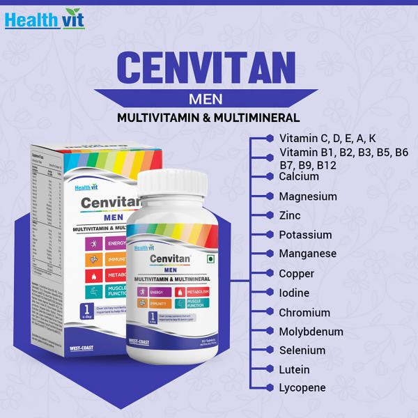 Healthvit Cenvitan Men Multivitamin & Multimineral for Energy ...
