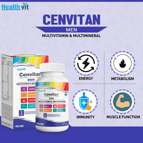 Healthvit Cenvitan Men Multivitamin & Multimineral for Energy ...