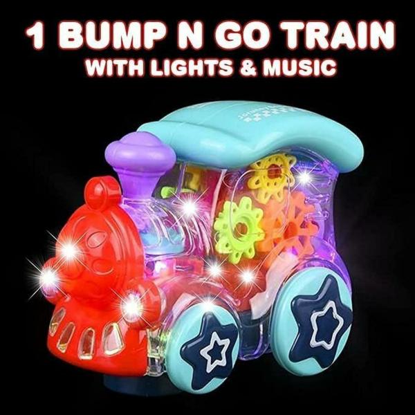 AMAFLIP Light Up Transparent Toy Train with Colorful Moving Gears ...