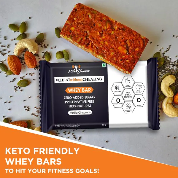 Kilobeaters - Vanilla Cinnamon Whey Bar (Pack of 6 Bars) - Low Carb ...