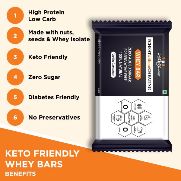 Kilobeaters - Vanilla Cinnamon Whey Bar (Pack of 6 Bars) - Low Carb ...