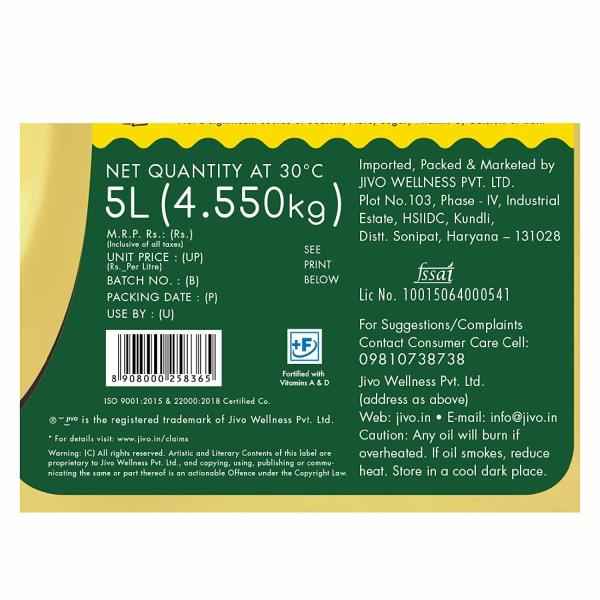 Jivo Canola Cold Press Oil, 5 Ltr Healthiest Cooking Oil (Pack of 1 ...