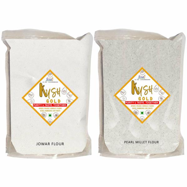 Kush Gold Combo Pack of Jowar Atta & Bajra Atta / Sorghum Flour & Pearl ...