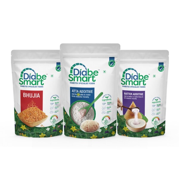 DiabeSmart Sampler Combo | Diabetic Snacks Bhujia, Diabetic Atta ...