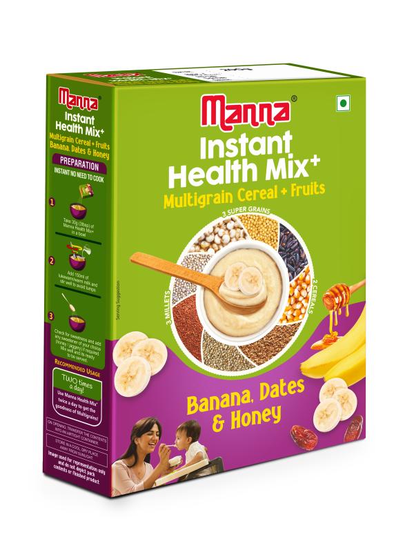 Manna Health Mix Instant 200g, Millets, Banana, Dates, Honey & Milk ...
