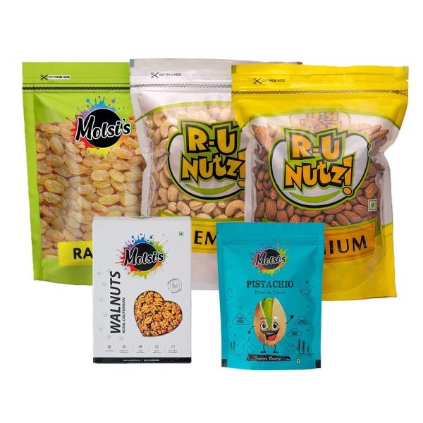 Runutz Dry Fruits Combo(Walnut Kernel 200g, Cashew 500g, Almonds 500g ...