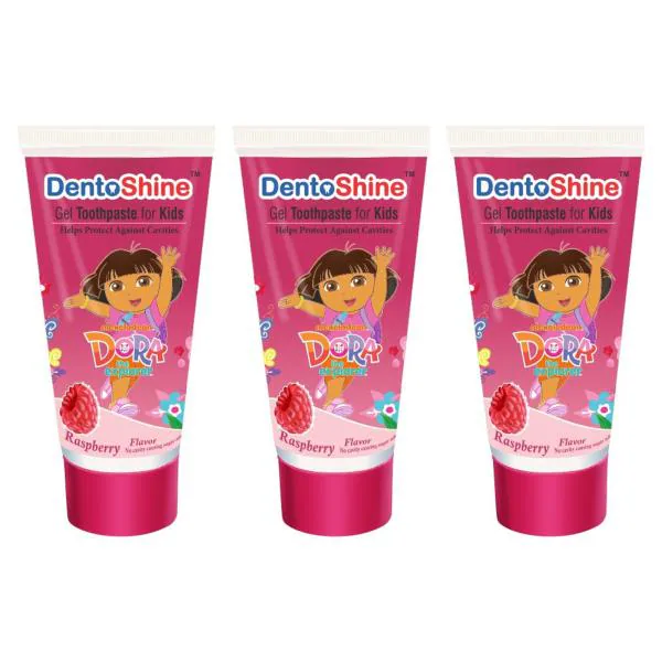 DentoShine Gel toothpaste for Kids Raspberry Dora, Pack of 3 (80 g each ...