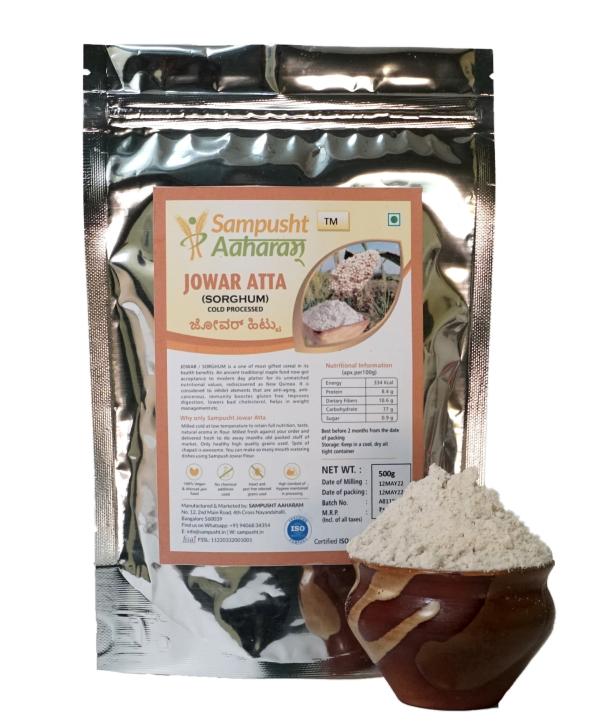 Sampusht Jowar (Sorghum) Atta Eazy - Cold Processed (pack of 450g x4 Nett Wt 1800g) - JioMart