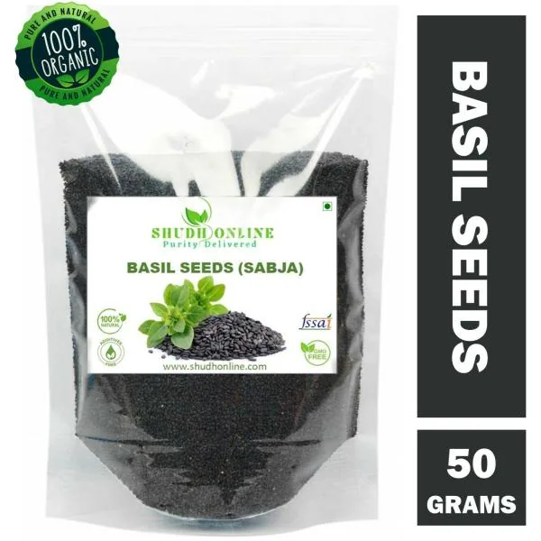 Shudh Online Sabja Seeds, Basil (50 g) for Weight Loss Organic, Falooda ...