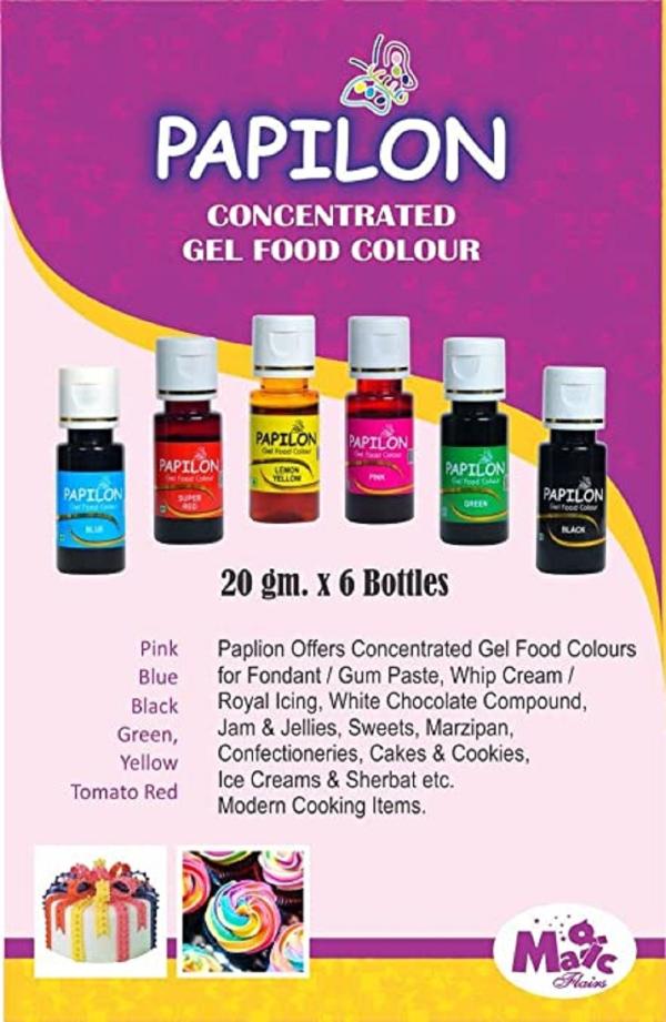 Papilon Gel Food Colour Set of 6 x 20gm - JioMart