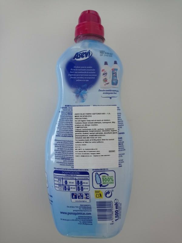 Asevi Concentrated Fabric Softener Blue (Azul) 1.5l| Fabric conditioner ...