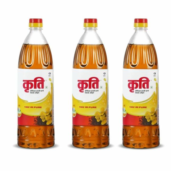 Kriti Refined Mustard Oil 1L Bottle (Pack of 3) - JioMart